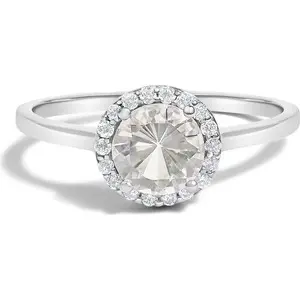 HAUS OF BRILLIANCE 10k Gold Gemstone And Diamond Halo Ring - White | White Topaz